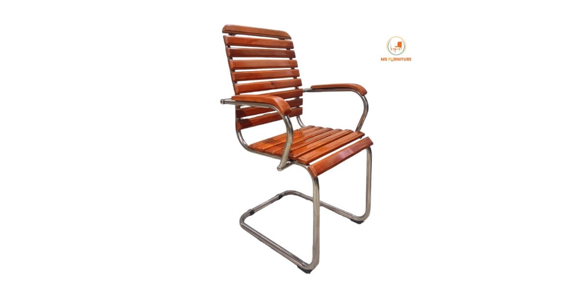 High Back Office Visitor Chair – Mahogany Wood & 1.5mm SS Frame–M15WB ...